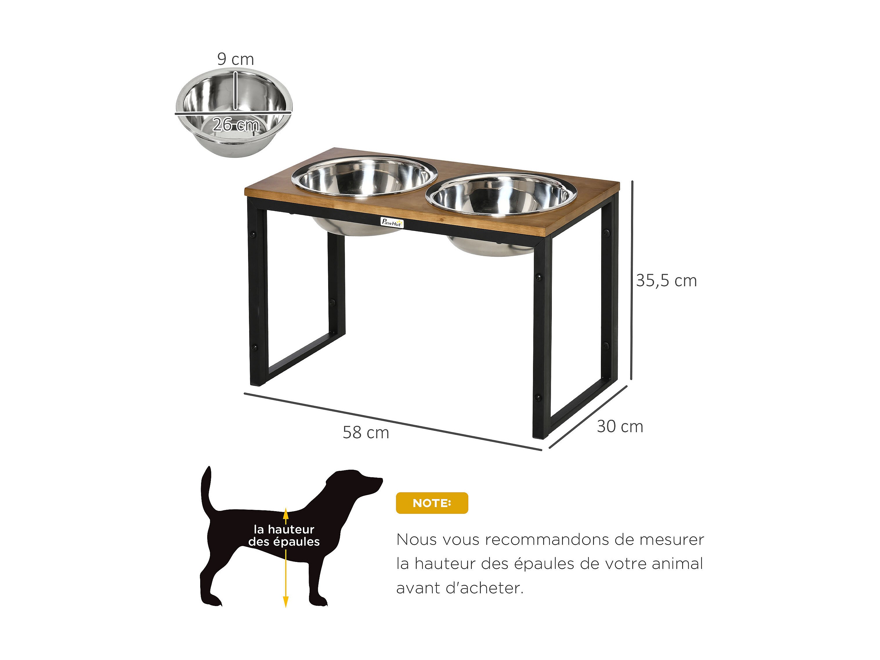 Gamelle double chien porte-gamelles surélevé 2 gamelles acier inox ...