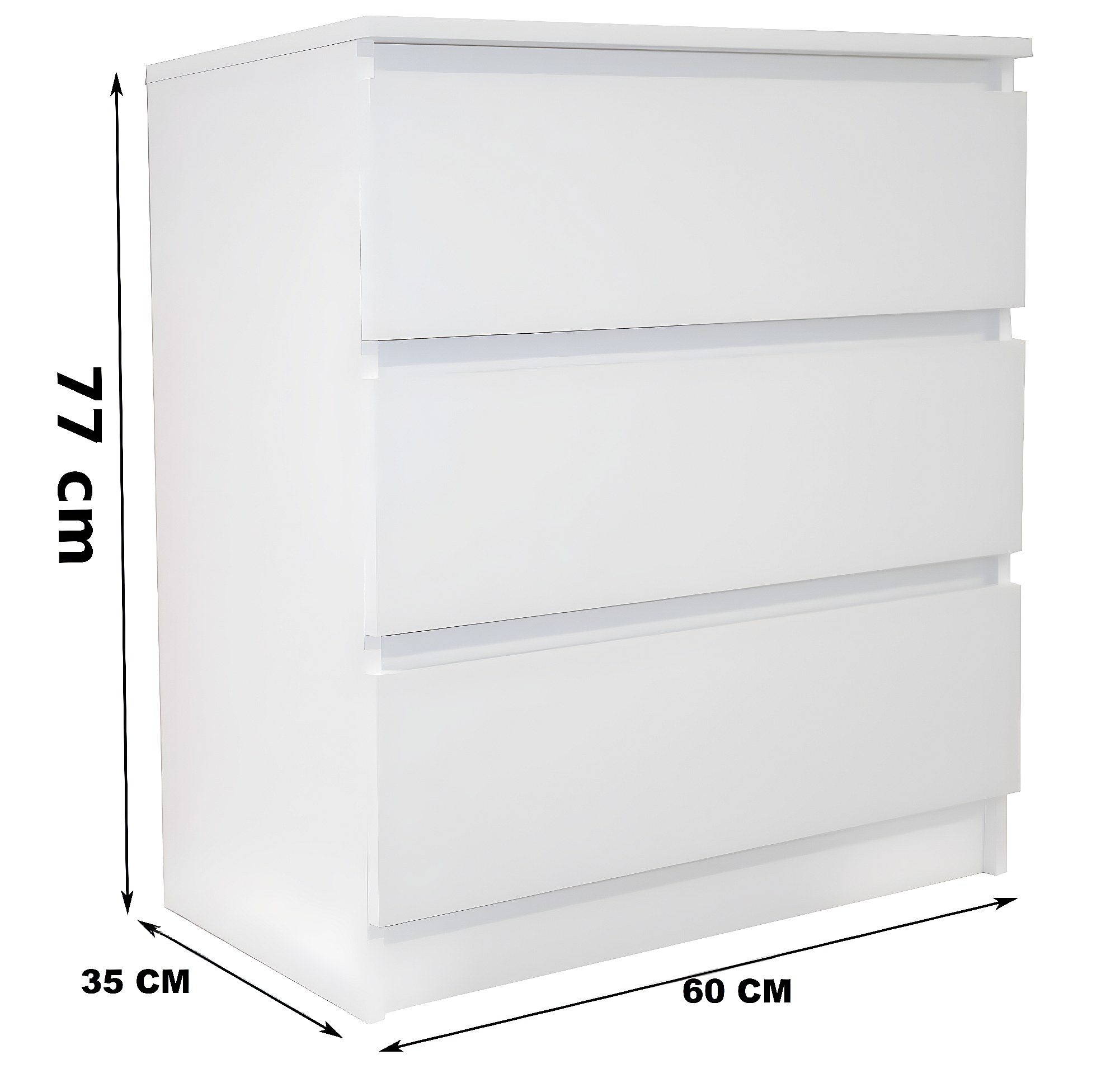 CLEO - Commode de chambre 3 tiroirs - Dimensions 60x35x77 cm - Meuble ...