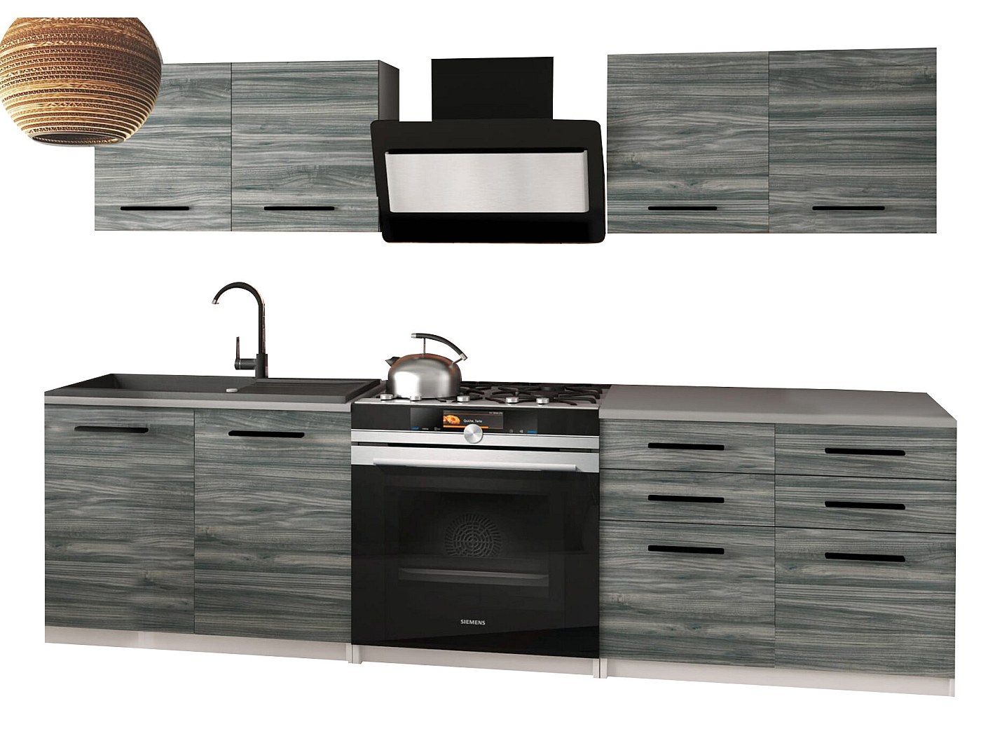 KOMPANO - Cuisine complète L160 cm - Cuisine droite 6 pcs - Plan de ...