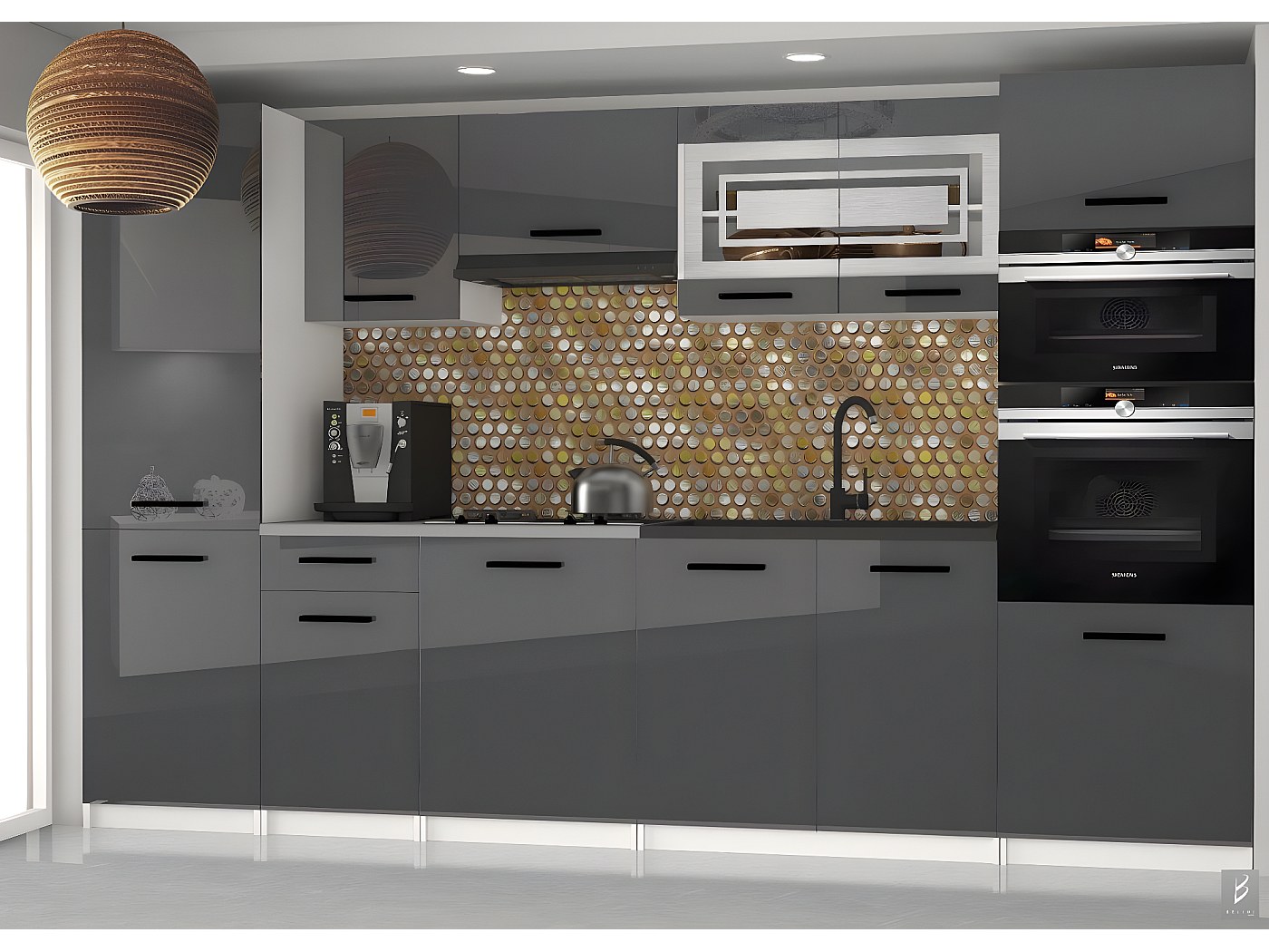 SANNER - Cuisine complète L300 cm - Cuisine droite 8 pcs - Plan de ...