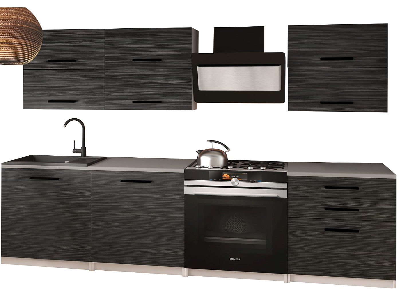 PRIMEN - Cuisine complète L180 cm - Cuisine droite 6 pcs - Plan de ...