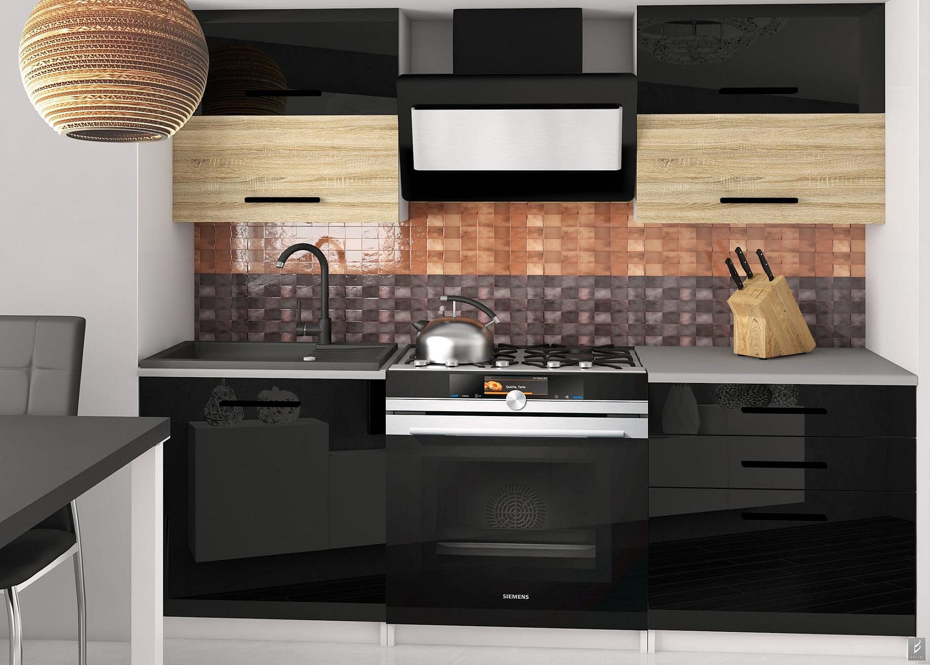 KATALINA - Cuisine complète L120 cm - Cuisine droite 4 pcs - Plan de ...