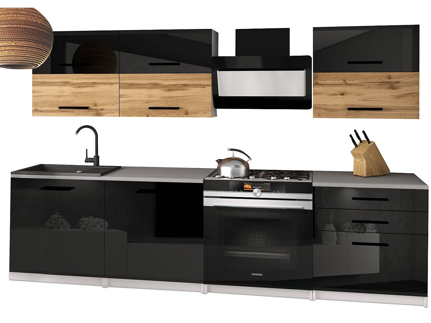 MENORKA - Cuisine complète L180 cm - Cuisine droite 6 pcs - Plan de ...