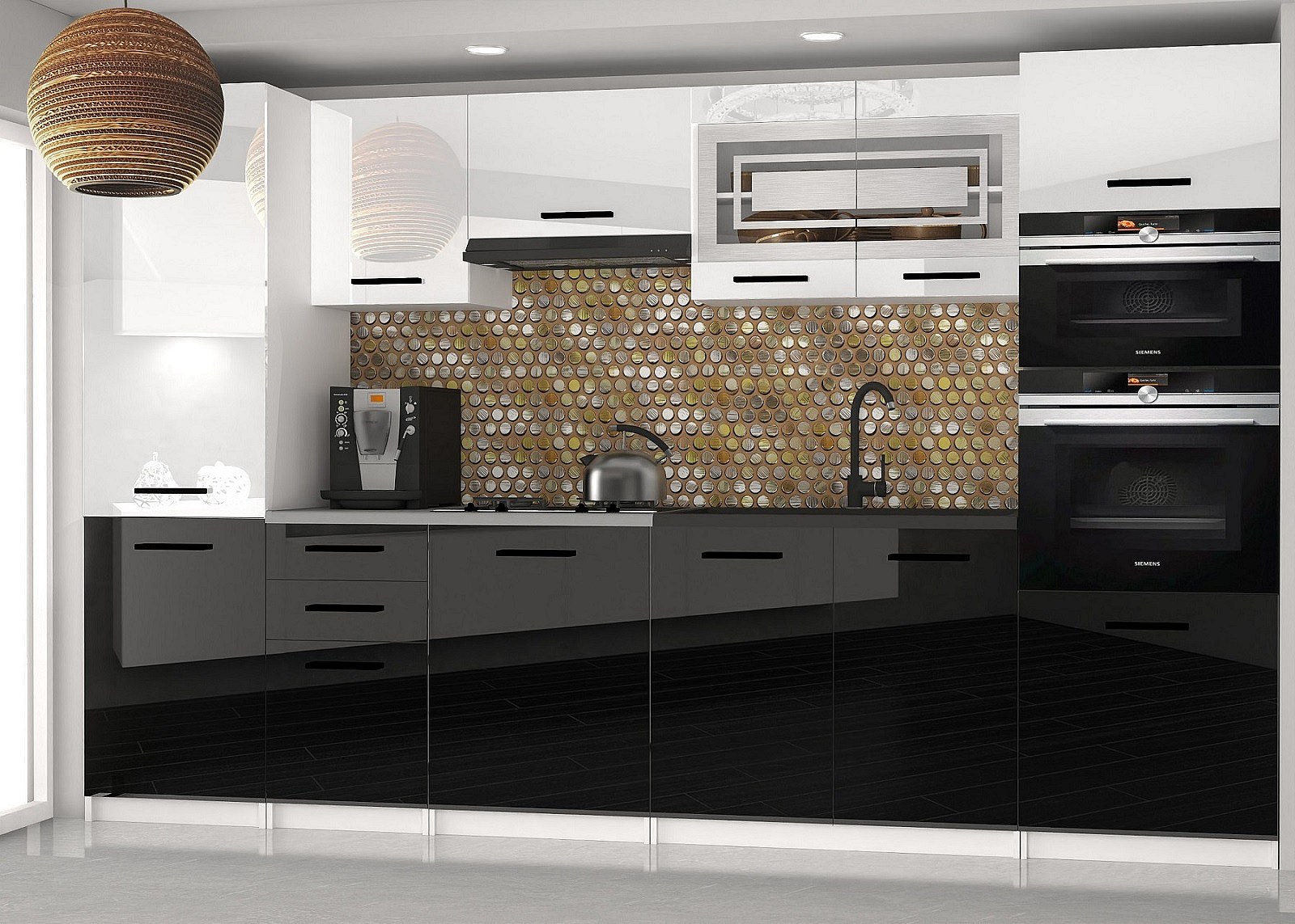 SUNTI - Cuisine complète L300 cm - Cuisine droite 8 pcs - Plan de ...