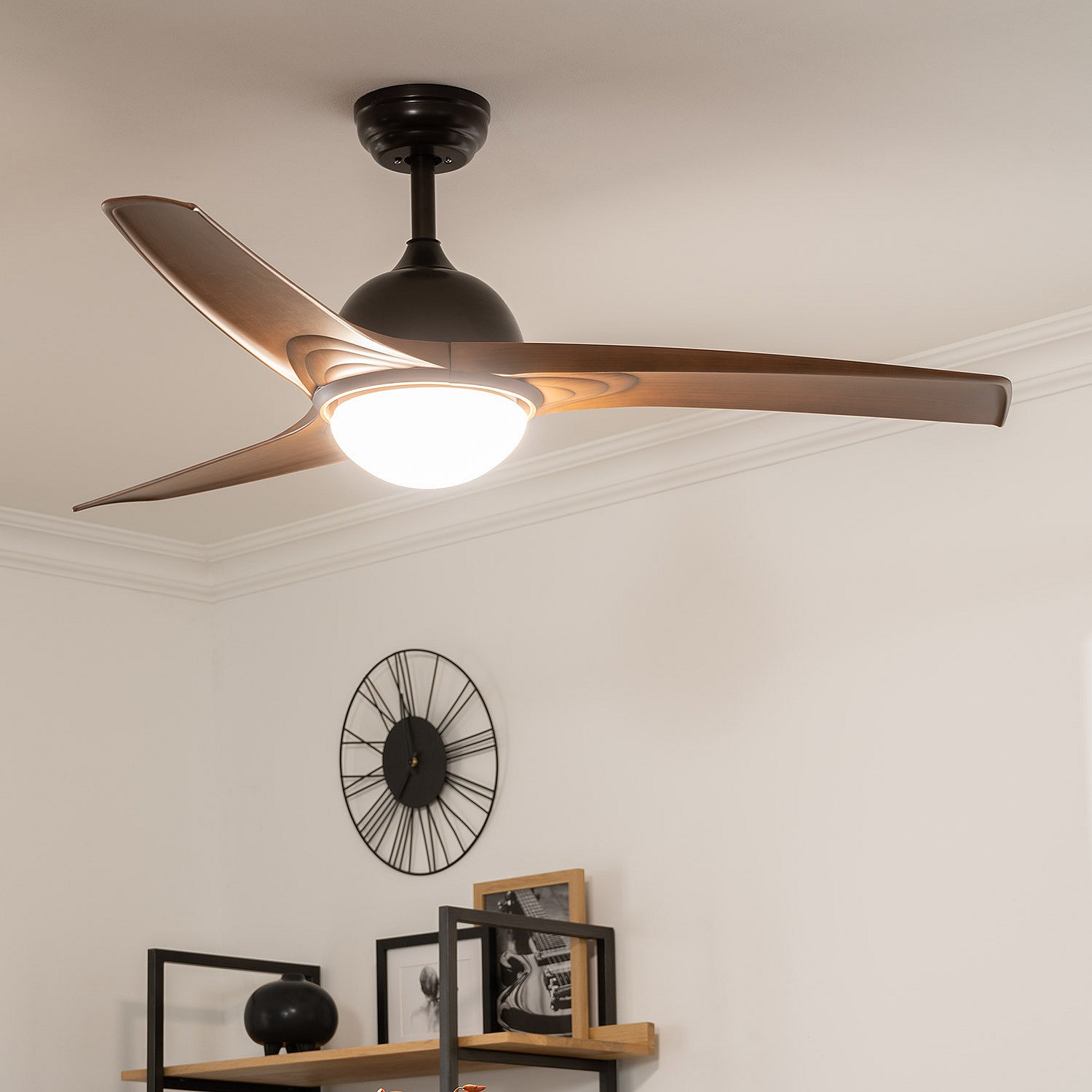 Ventilateur de Plafond LED Mistral Marron 132cm WiFi Sélectionnable ...