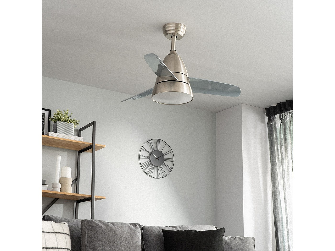 Ventilateur de Plafond LED Industriel Gris 91cm Moteur DC ...