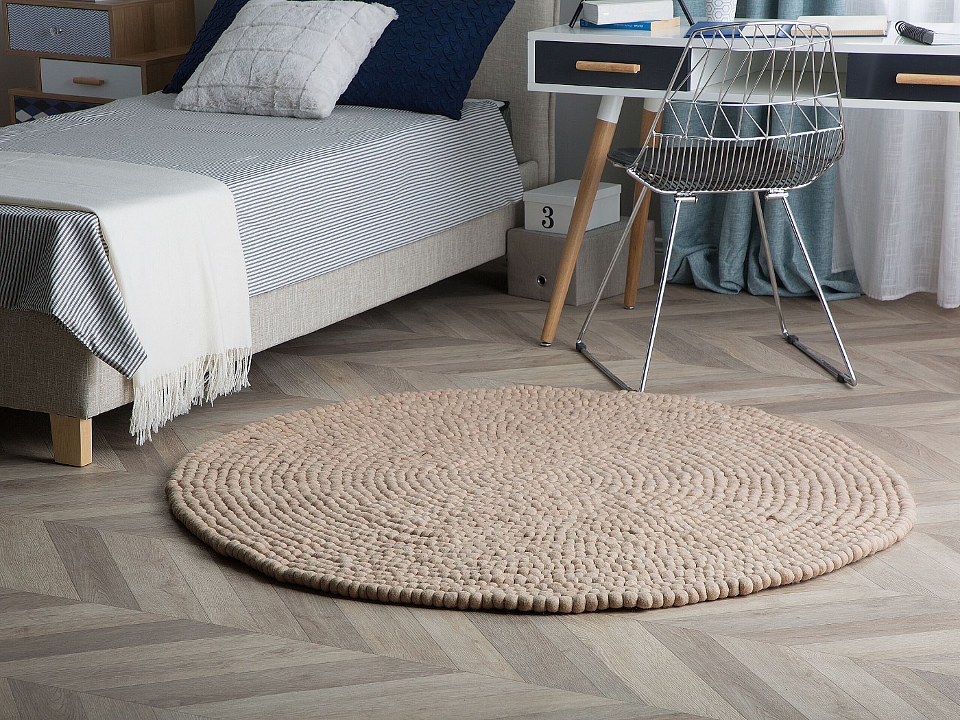 Tappeto rotondo beige ⌀ 140 cm AMDO