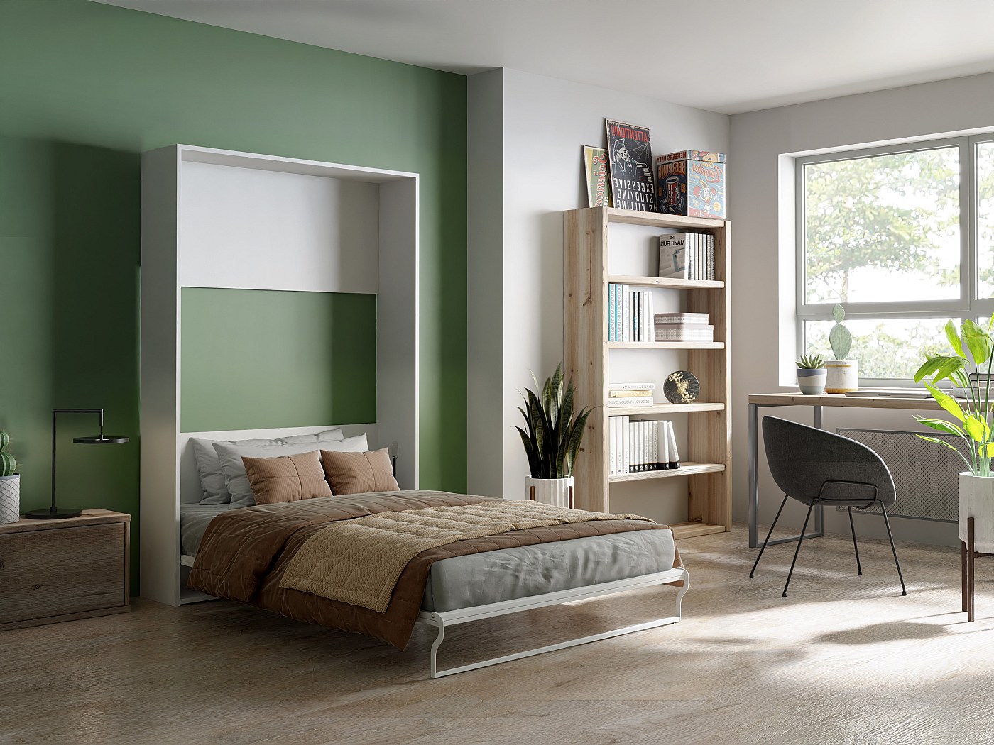 Letto armadio estraibile verticale 140 x 200 cm Bianco MALINA II