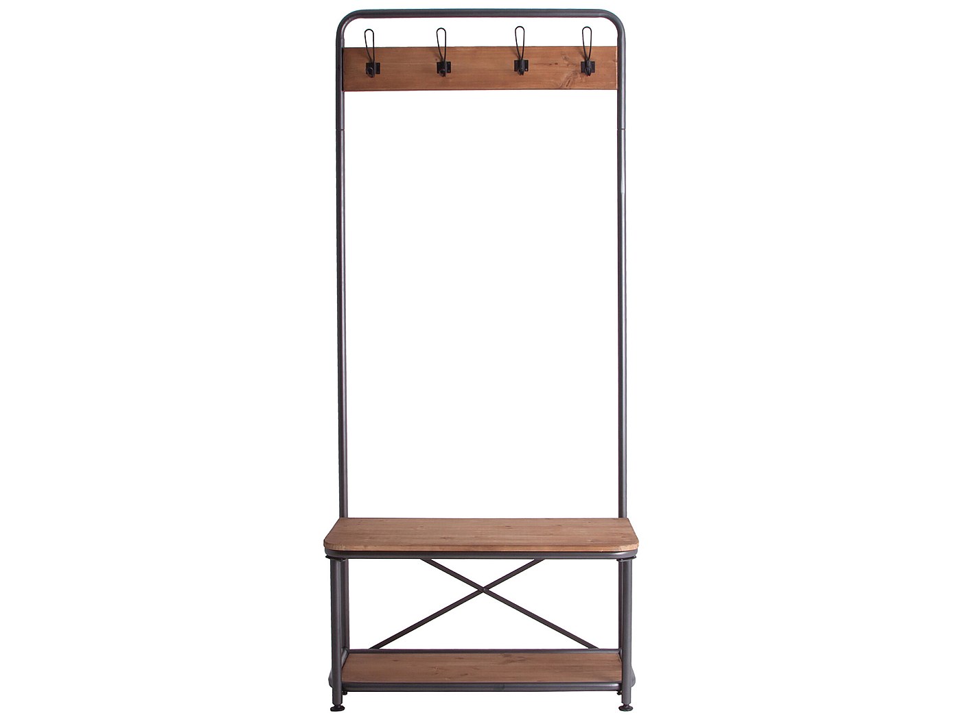 Perchero, de Hierro, en color Negro/Marrón, de 80x38x182cm