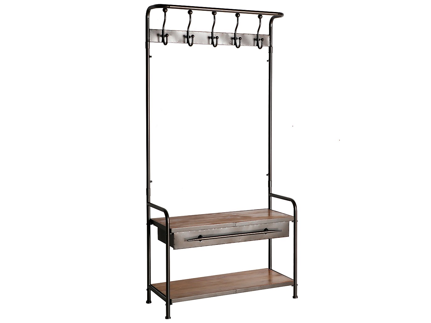 Perchero, de Hierro, en color Gris/Marrón, de 86x36x178cm