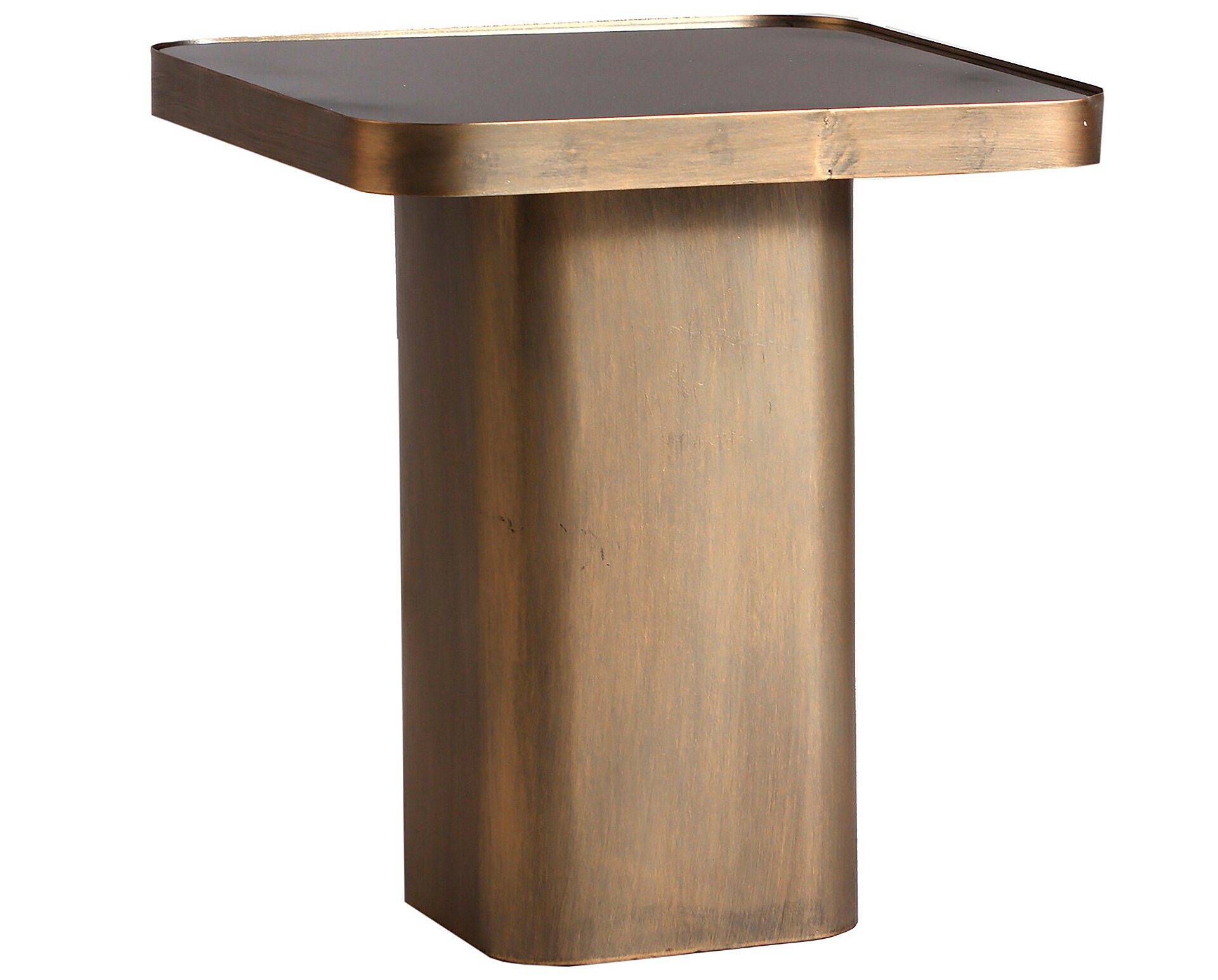 Table d'appoint en fer et verre doré 40x40x45