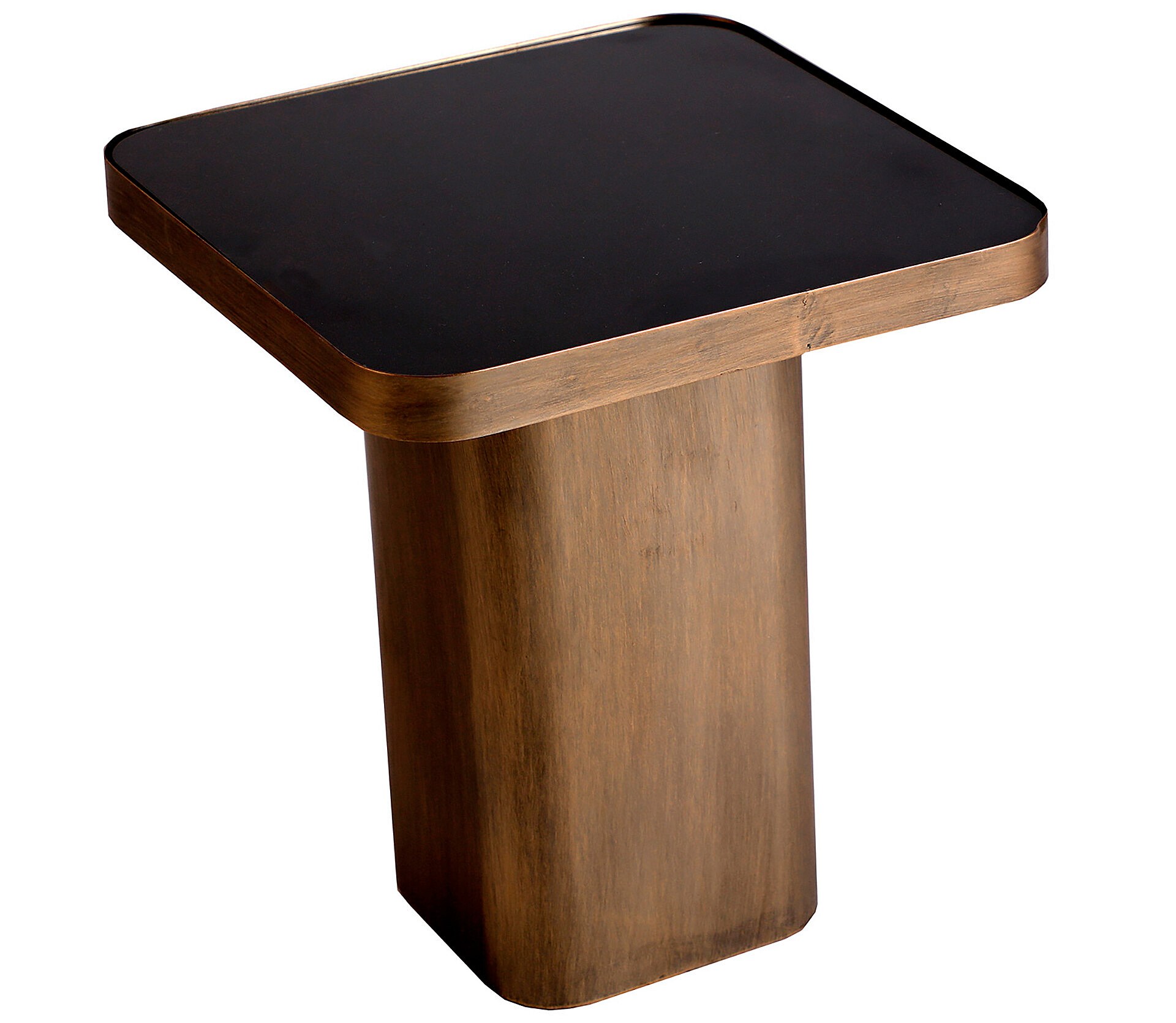 Table d'appoint en fer et verre doré 40x40x45