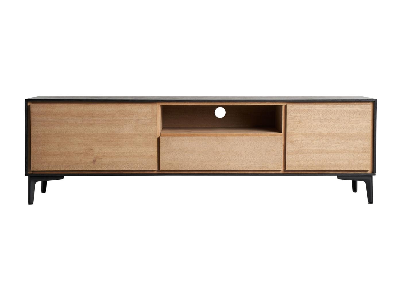 Mueble Tv De Madera Dm En Color Negro Marrón De 146x40x44cm