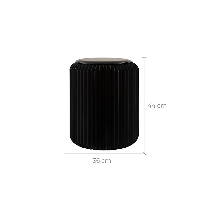 Tabouret pliable Hiro en carton noir