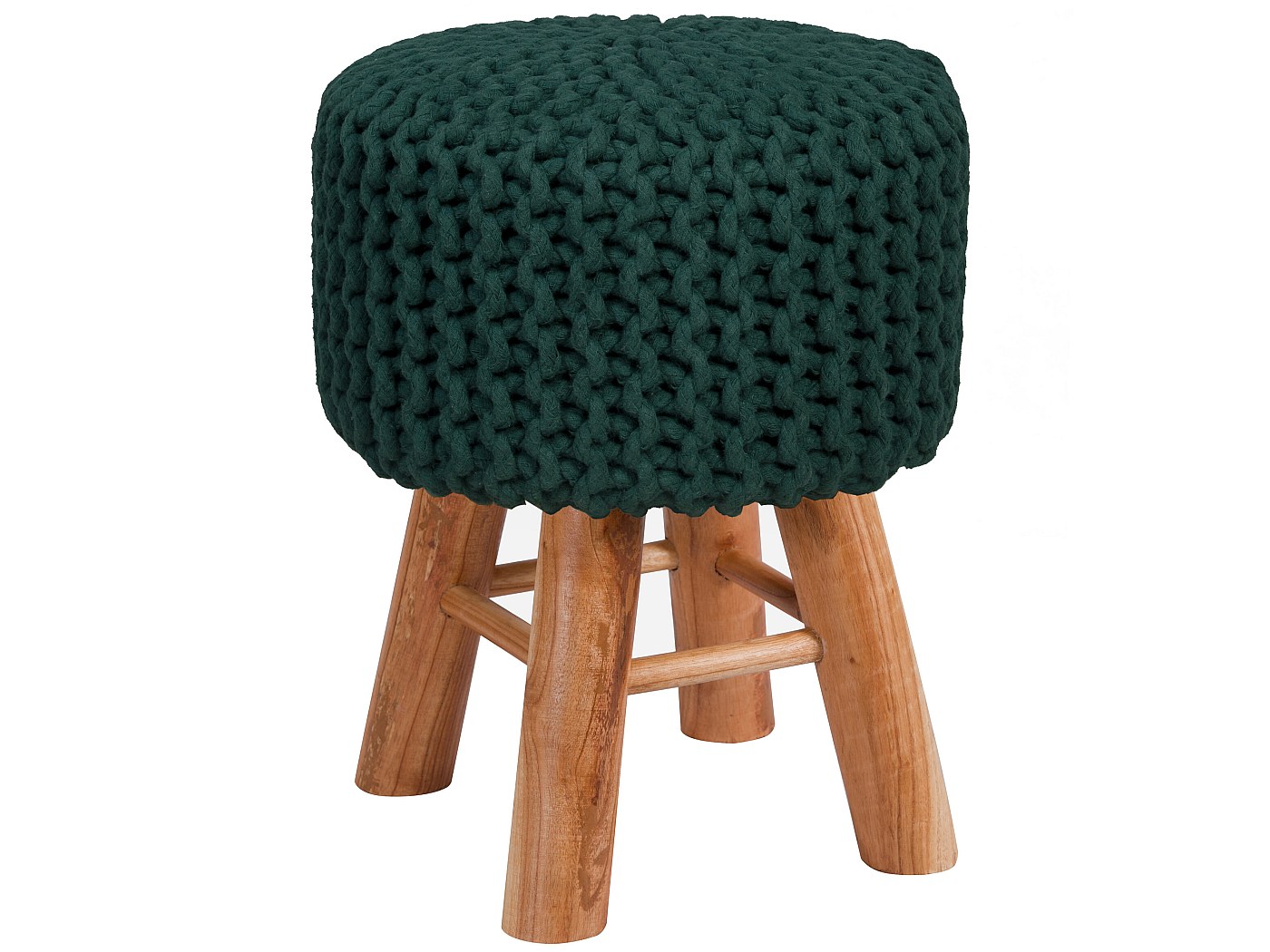 Petit tabouret tricot Lisa vert sapin