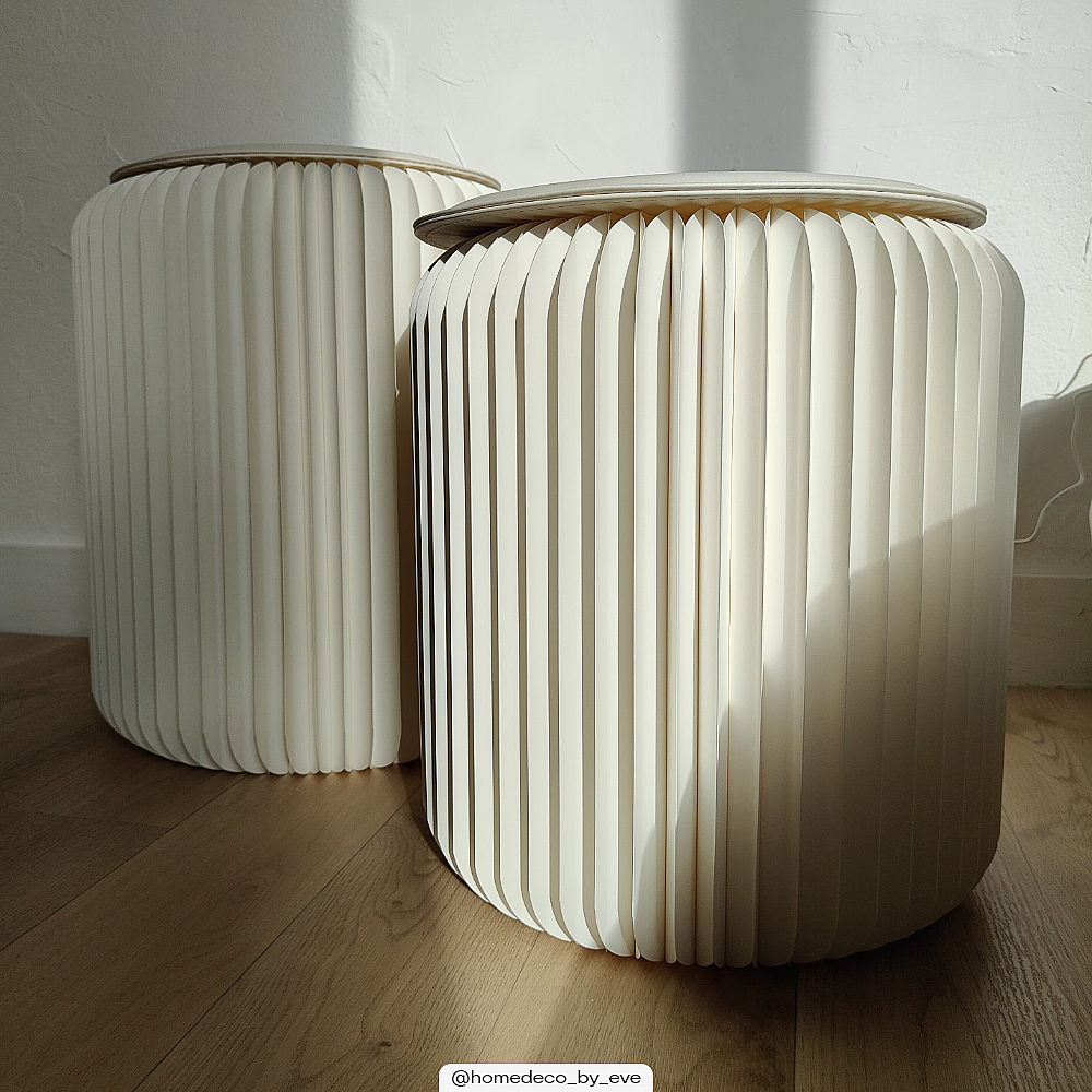 Tabouret pliable Hiro en carton blanc