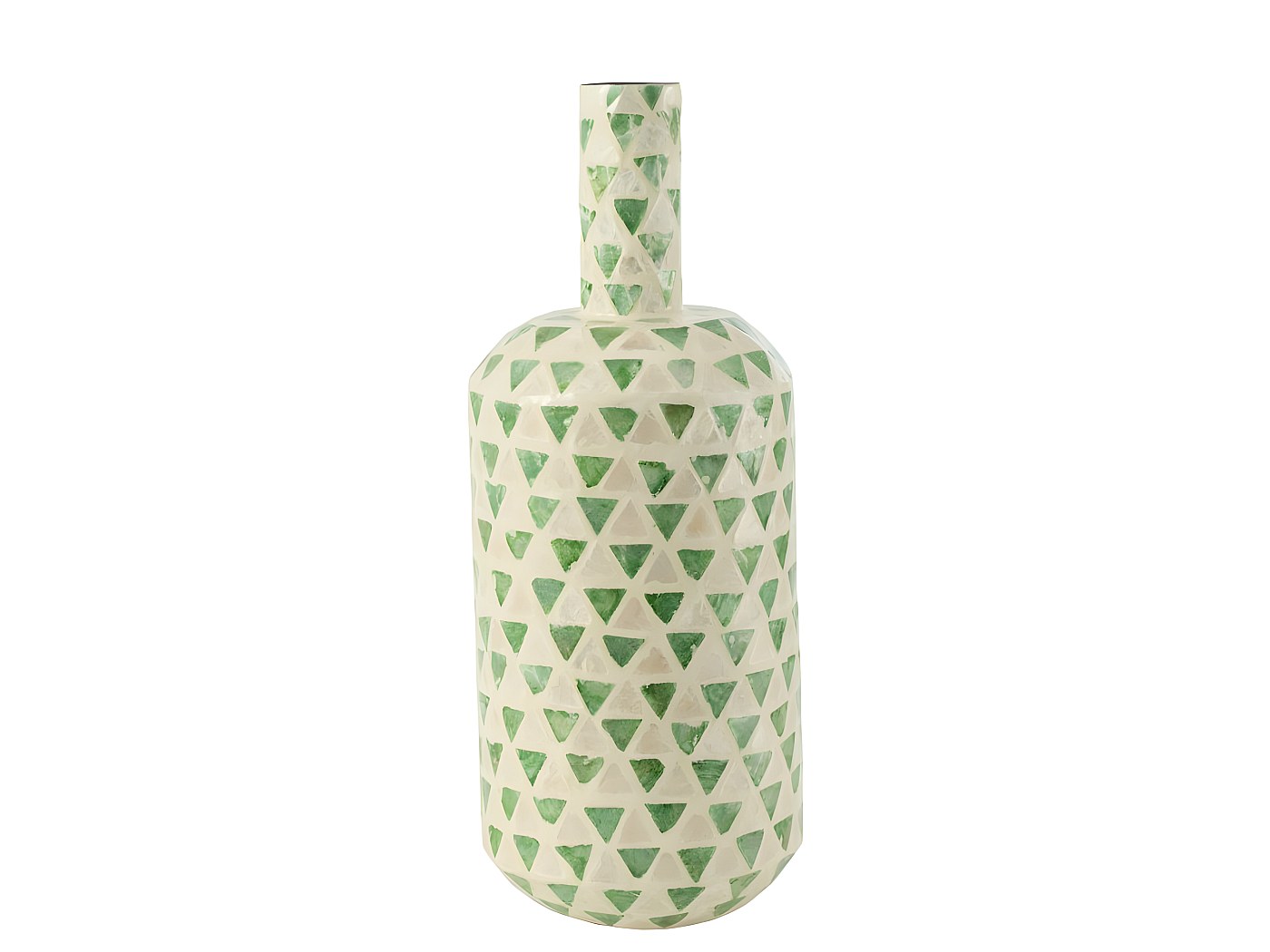 Vase bouteille mosaïque en papier vert 19x19x53 cm