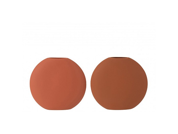 Lot de 2 vases rond à fond plat en céramique terre cuite