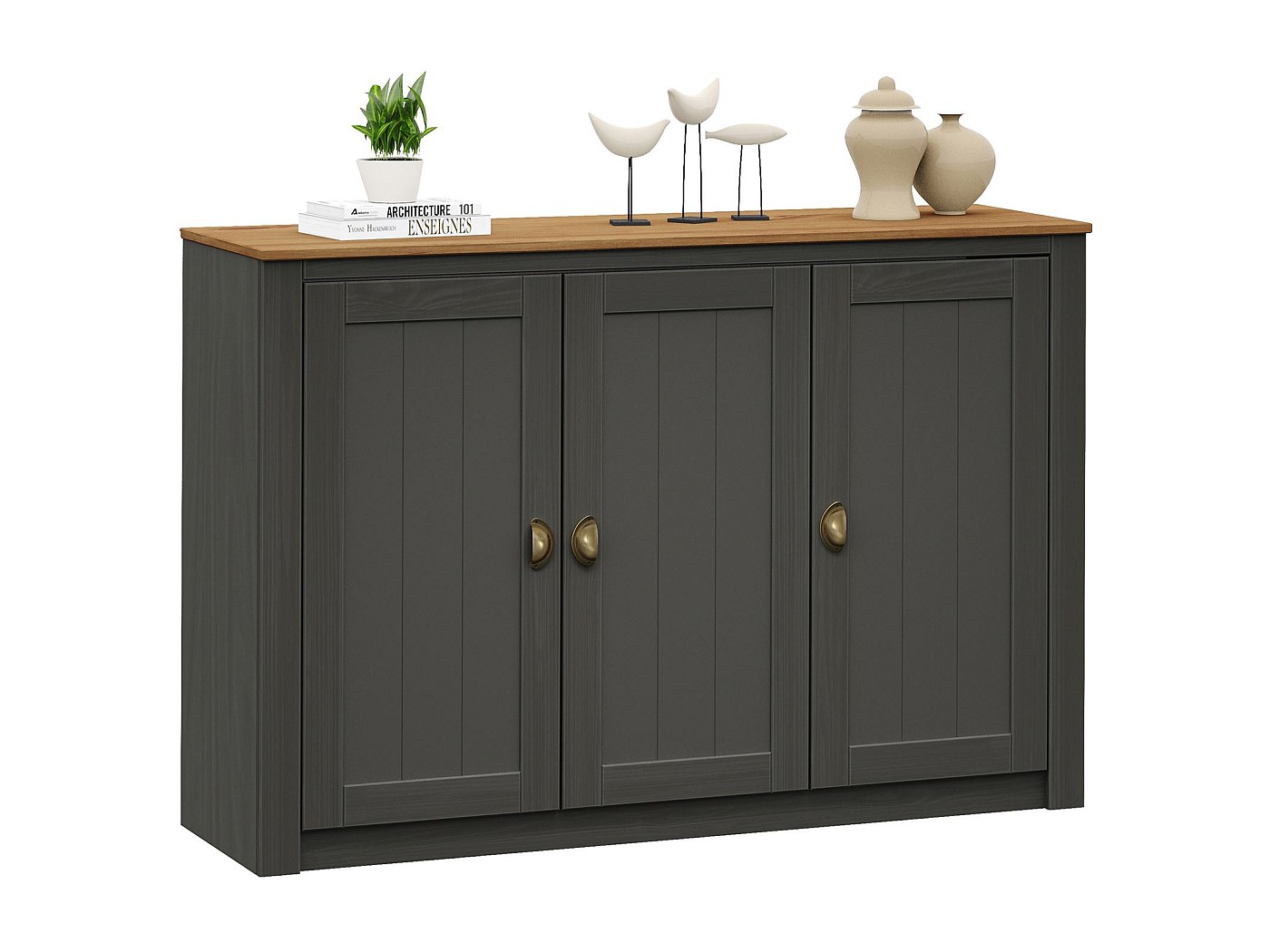 Buffet BOLTON 3 portes, bahut 5 étagères au style classique, vaisselier ...