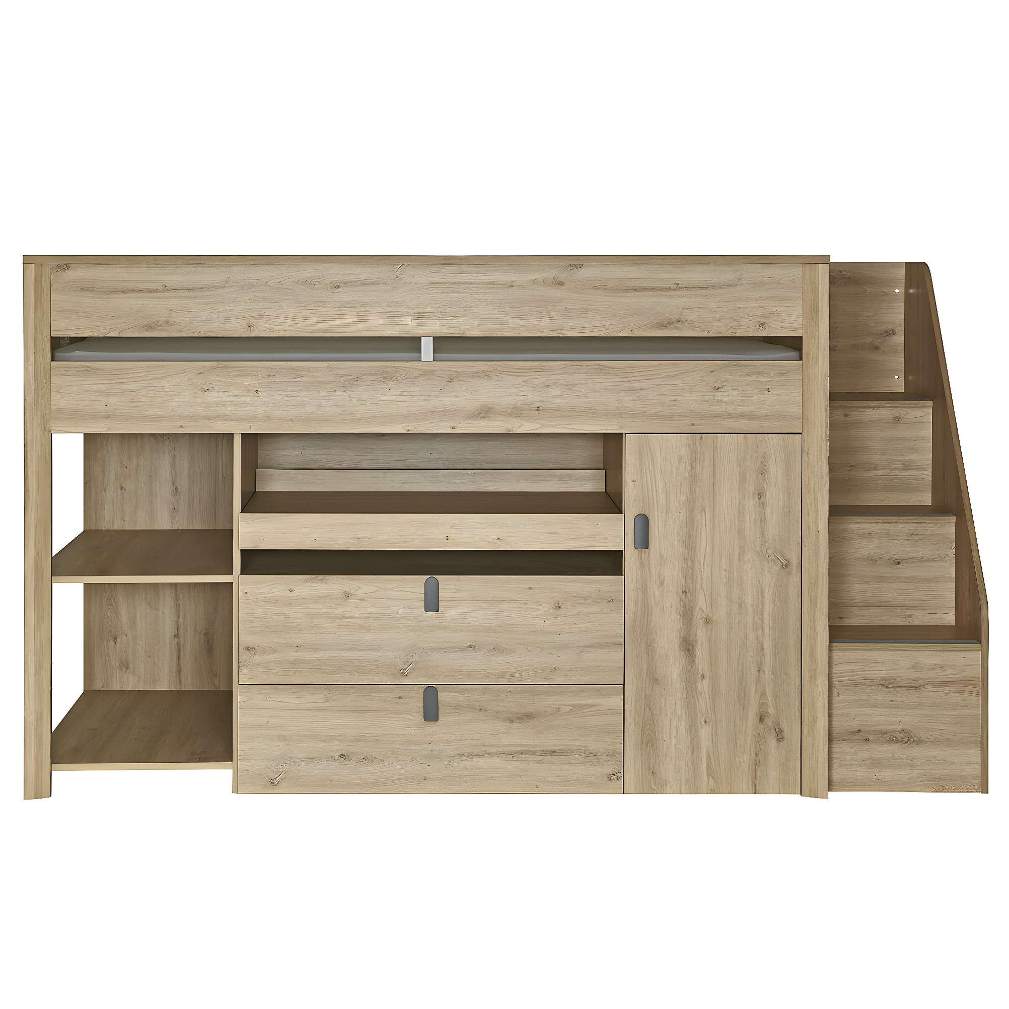 Pack lit mi-hauteur combiné avec matelas Miga Bois 90x200 cm