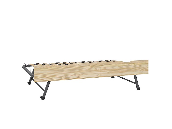 Sommier gigogne avec façade 2 mains Makuria Bois naturel 90x190 cm