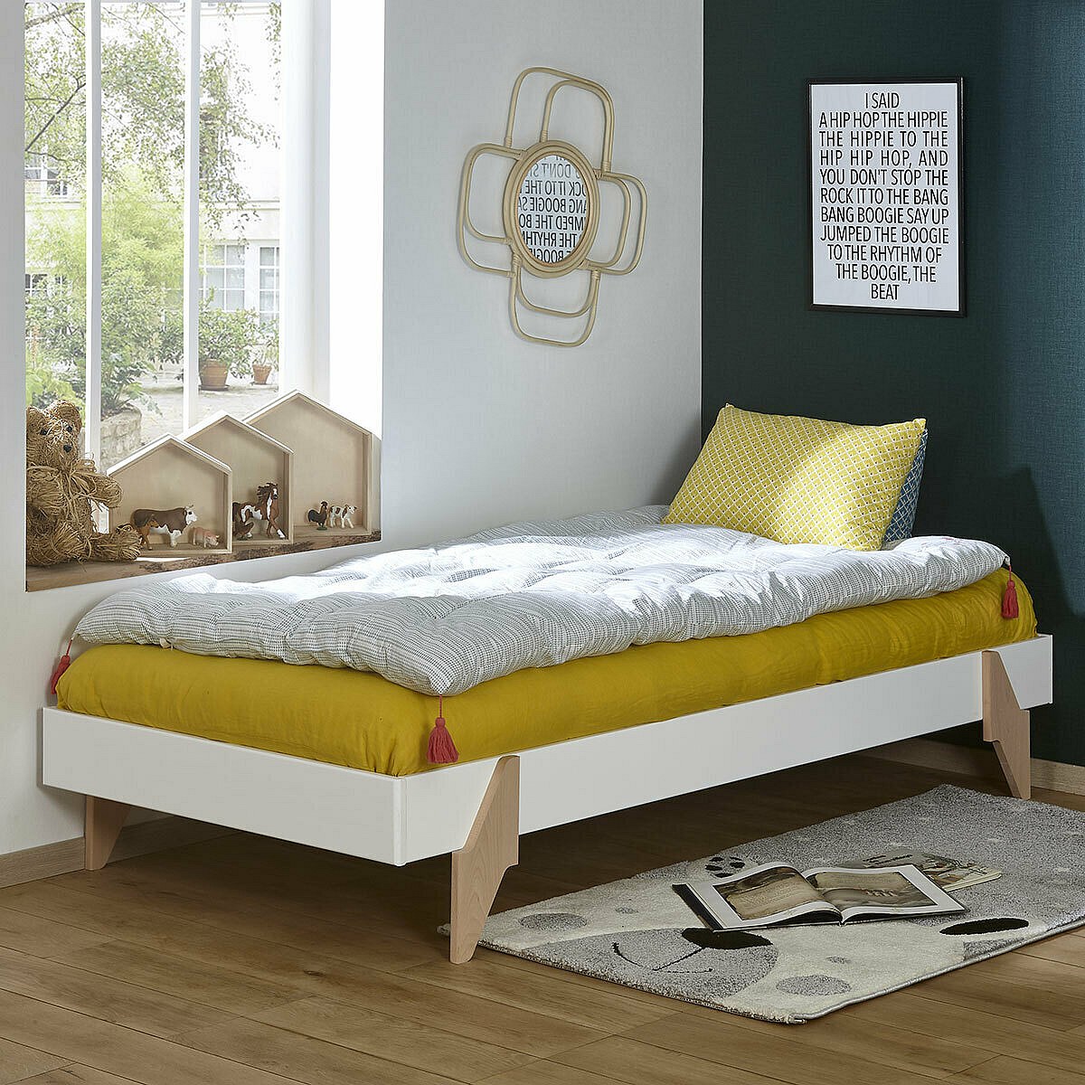 Pack lit empilable avec matelas Buddy Blanc 90x190 cm