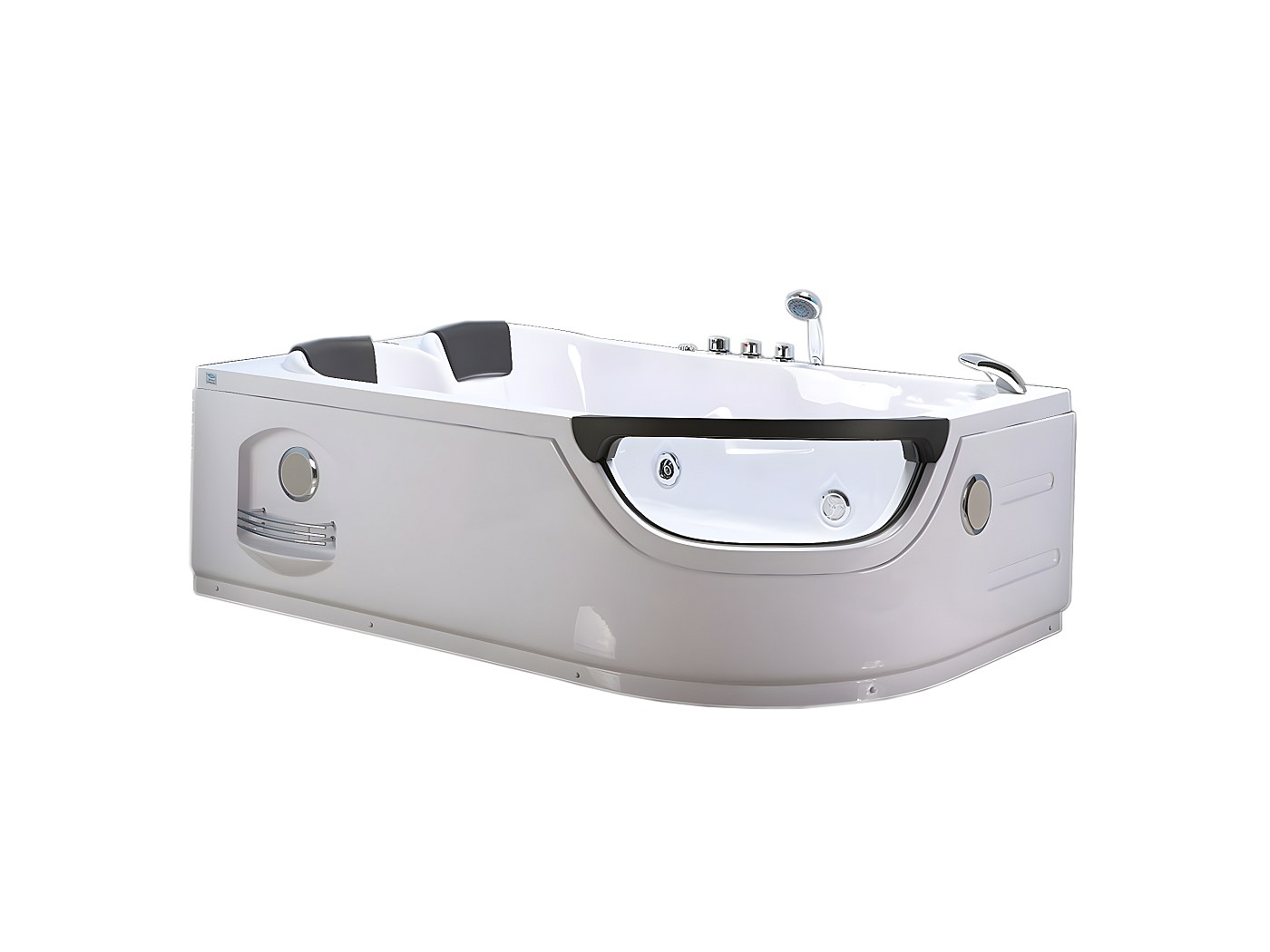 Whirlpoolbadewanne 180 x 120 cm weiß für 2 Personen 8 Düsen - Poppy