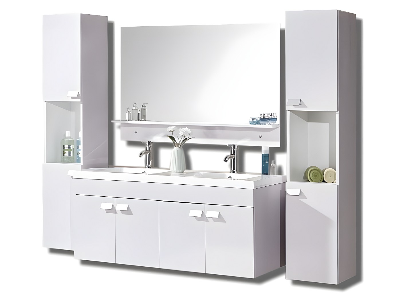 Meuble de Salle de Bain 120 cm Colonnes et Lavabos inclus – Bernice