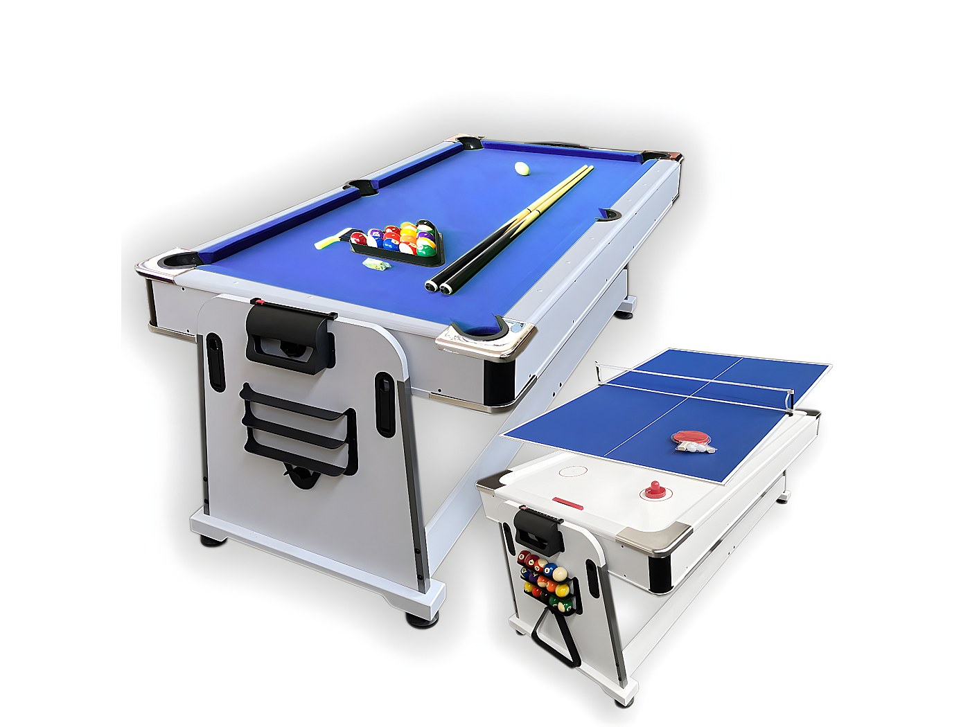 Mesa de bilhar 7 pés multijogo azul air hockey + ping pong - Stark White