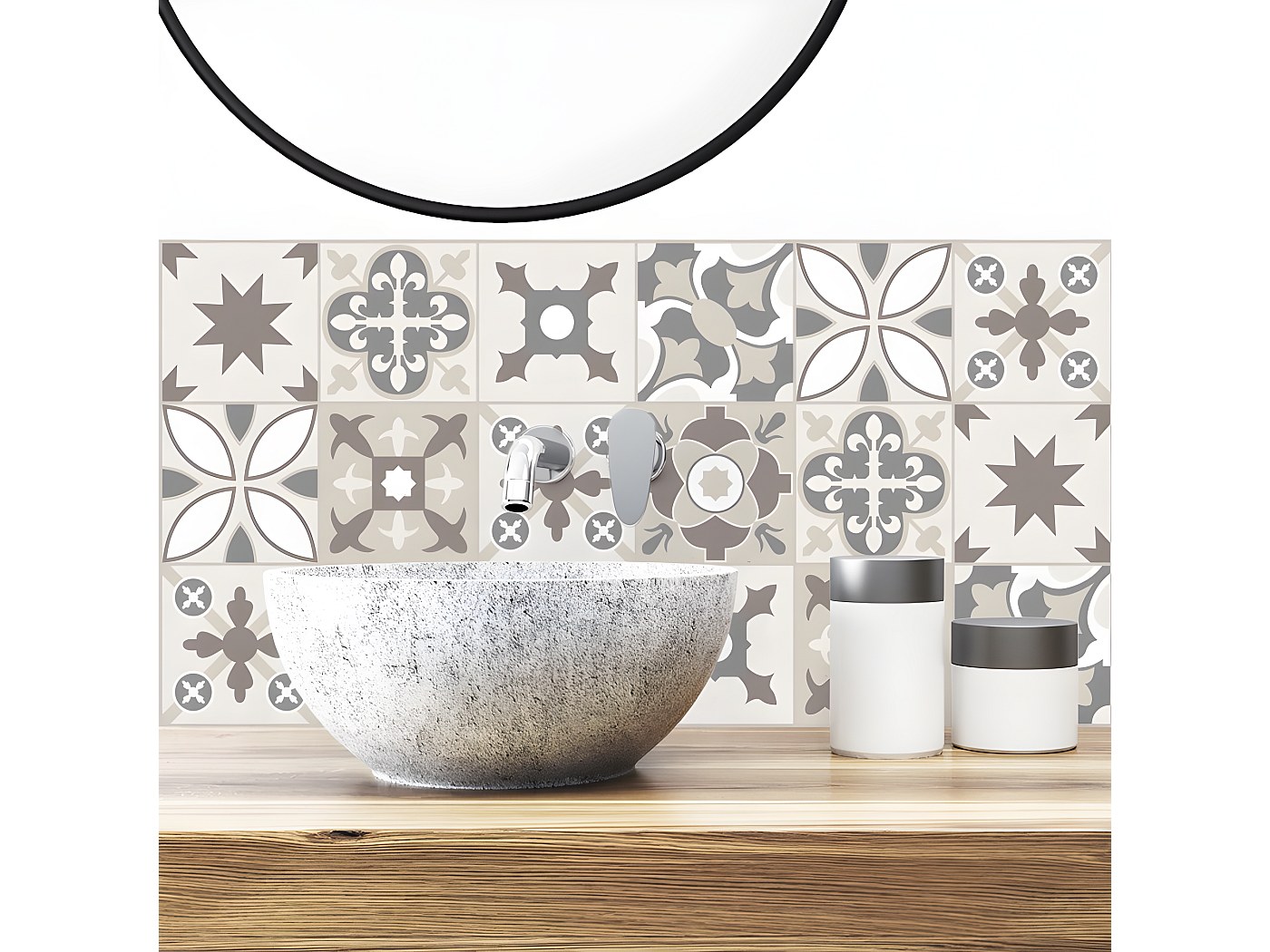 Bandeau PVC lot de 2 : L 70cmxH 30cm - Tendance Ciment Taupe - PVC