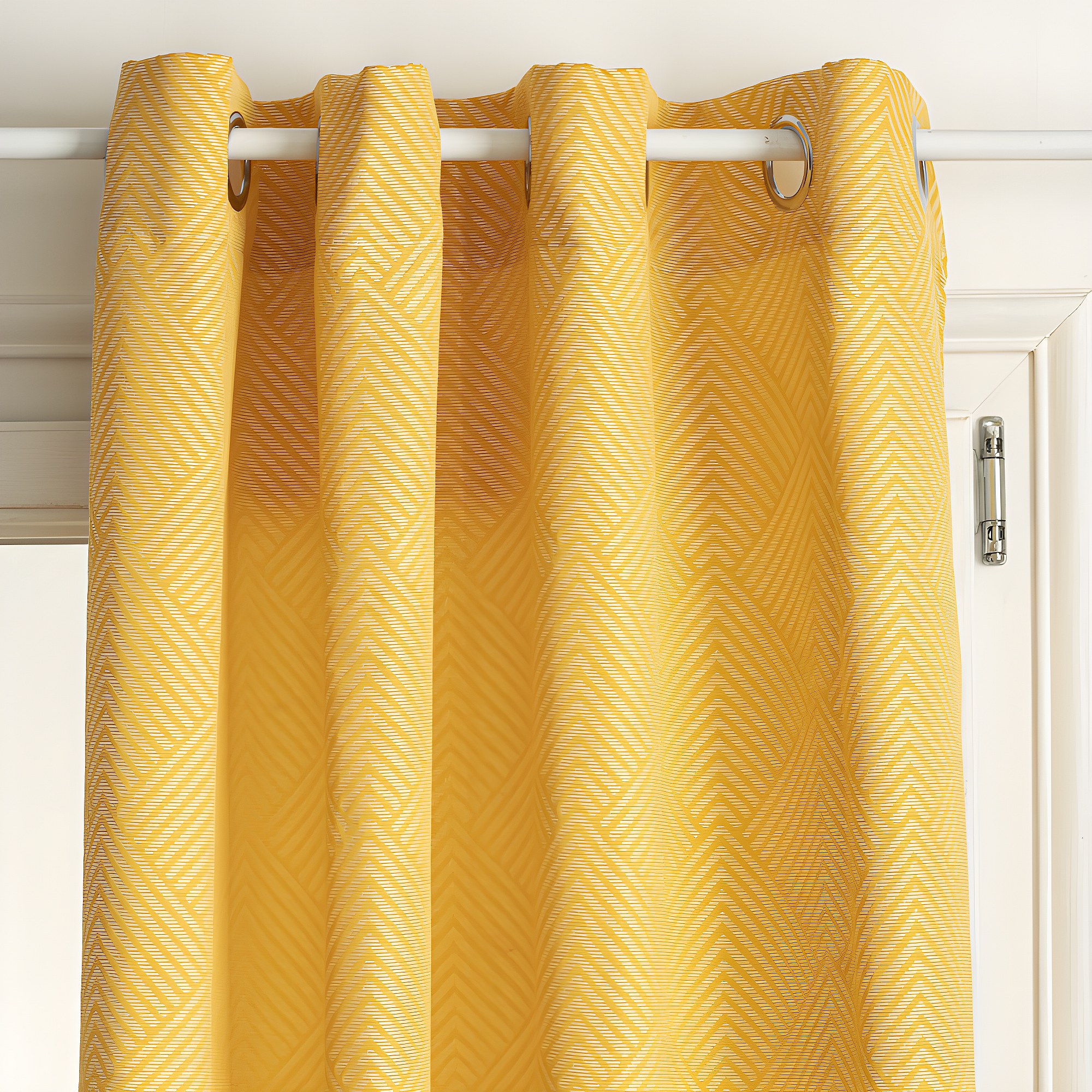 Rideau À Oeillets "jacquard Geo" 140 X 260 Cm Atmosphera - Ocre ...