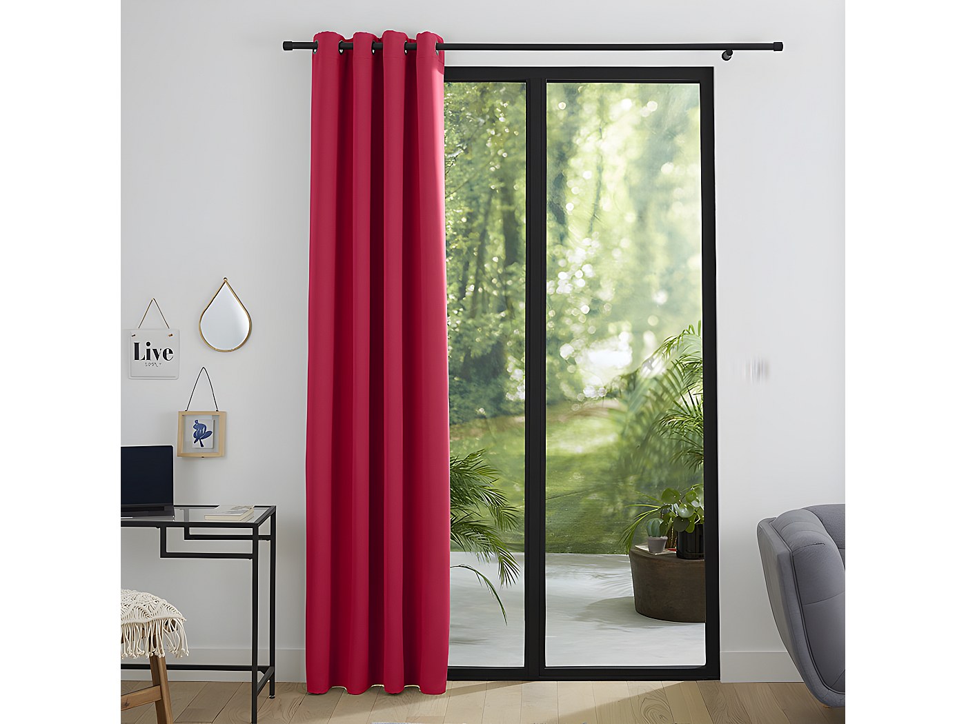 Rideau Occultant 140 X 260 Cm - Rouge - 1 Panneau Occultant 140 X 260 Cm