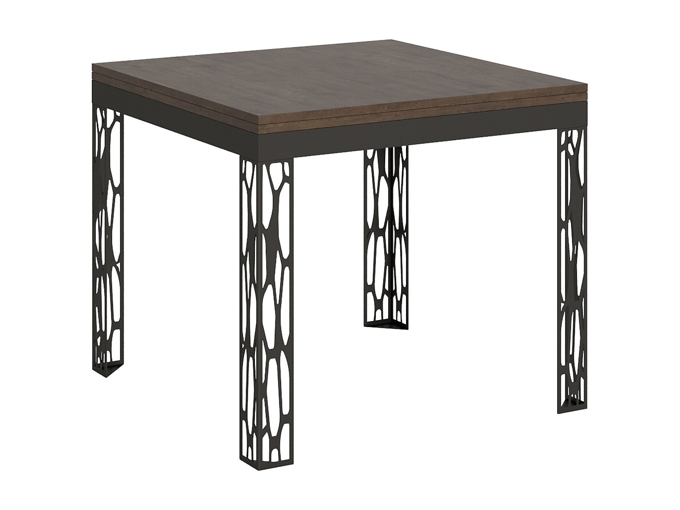 Table Ghibli Libra Noyer 90x90 Allongée 90x180 cadre Anthracite