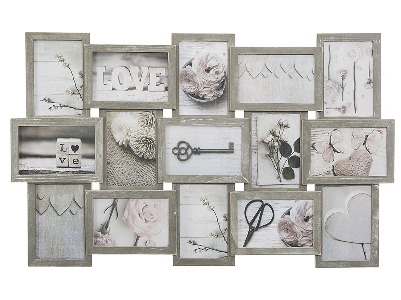 Multivues Cadre Pour 15 Photos Marron, 72,4x2,7x44,8 cm