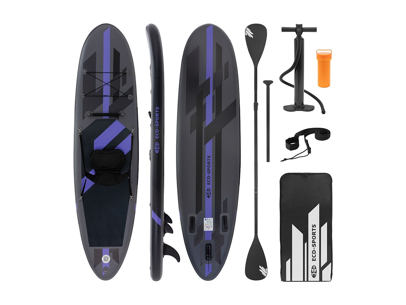 SUP Stand up paddle board gonflable avec siège kayak amovible noir 120 ...
