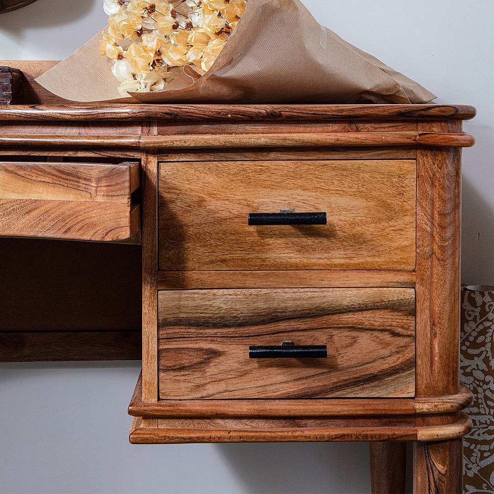 Boudoir - Coiffeuse 5 tiroirs en bois - Couleur - Marron