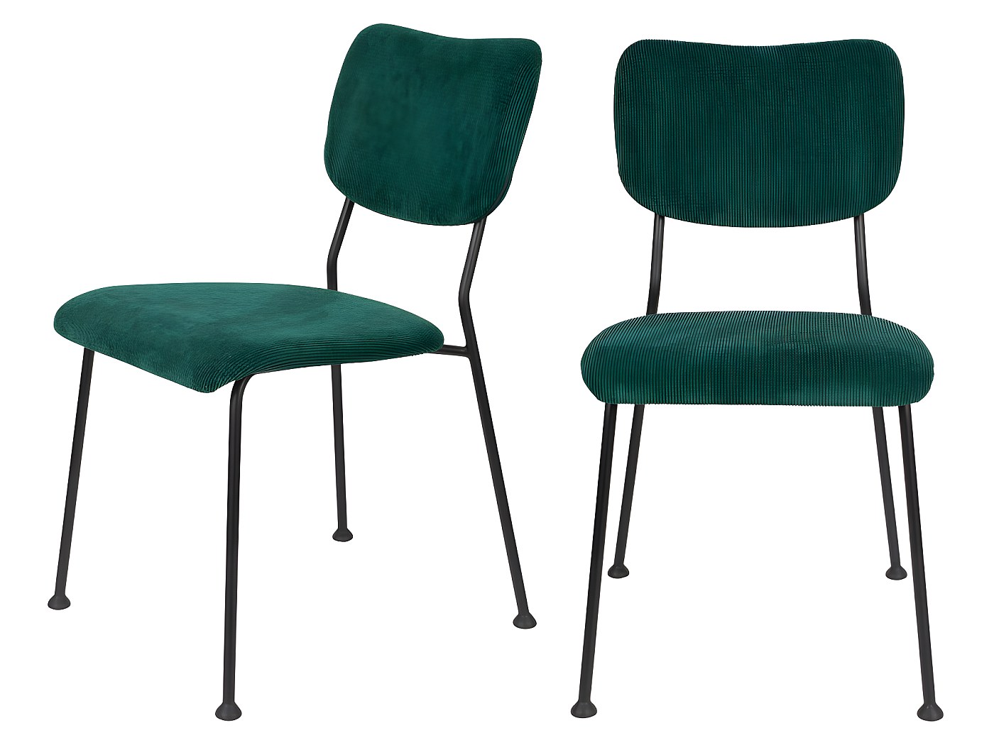 Benson - Lot de 2 chaises en velours côtelé - Couleur - Vert forêt