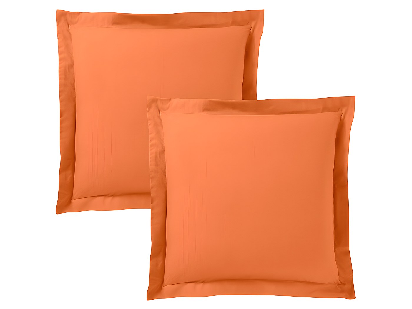 Lot De 2 Taies D'oreiller Orange 63 X 63 Cm Volant Plat Piqué / 100% ...