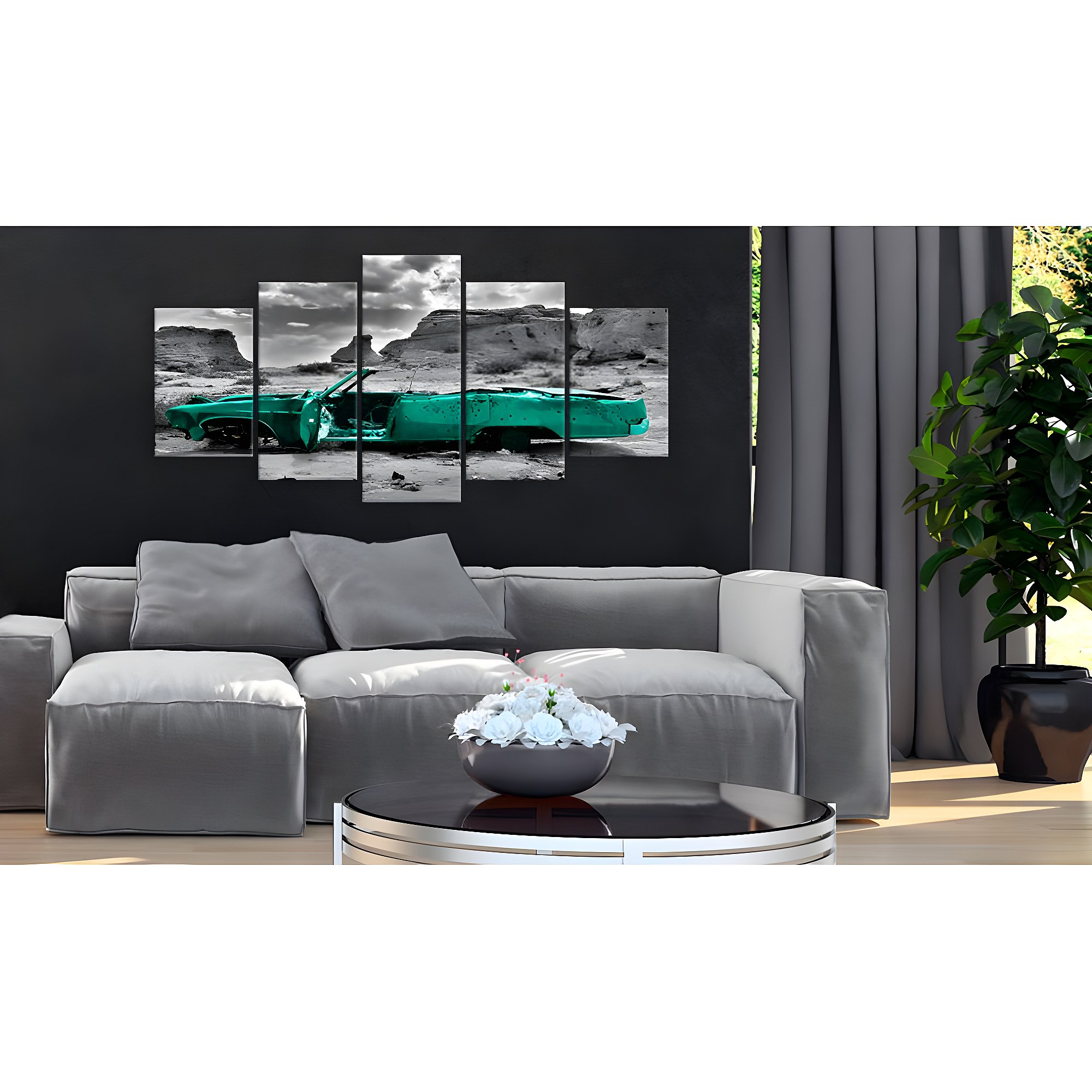 Tableau - Green car 200x100 cm