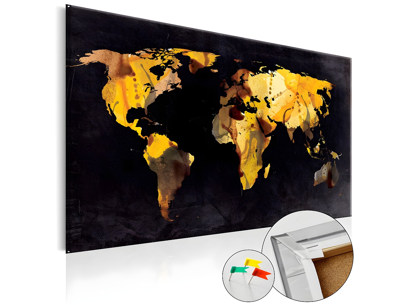 Tableau en liège - If the World were a desert... [Cork Map] 90x60 cm