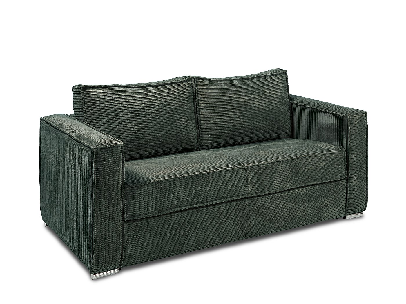 Canapé 4 places convertible express en velours côtelé vert sapin LORETO