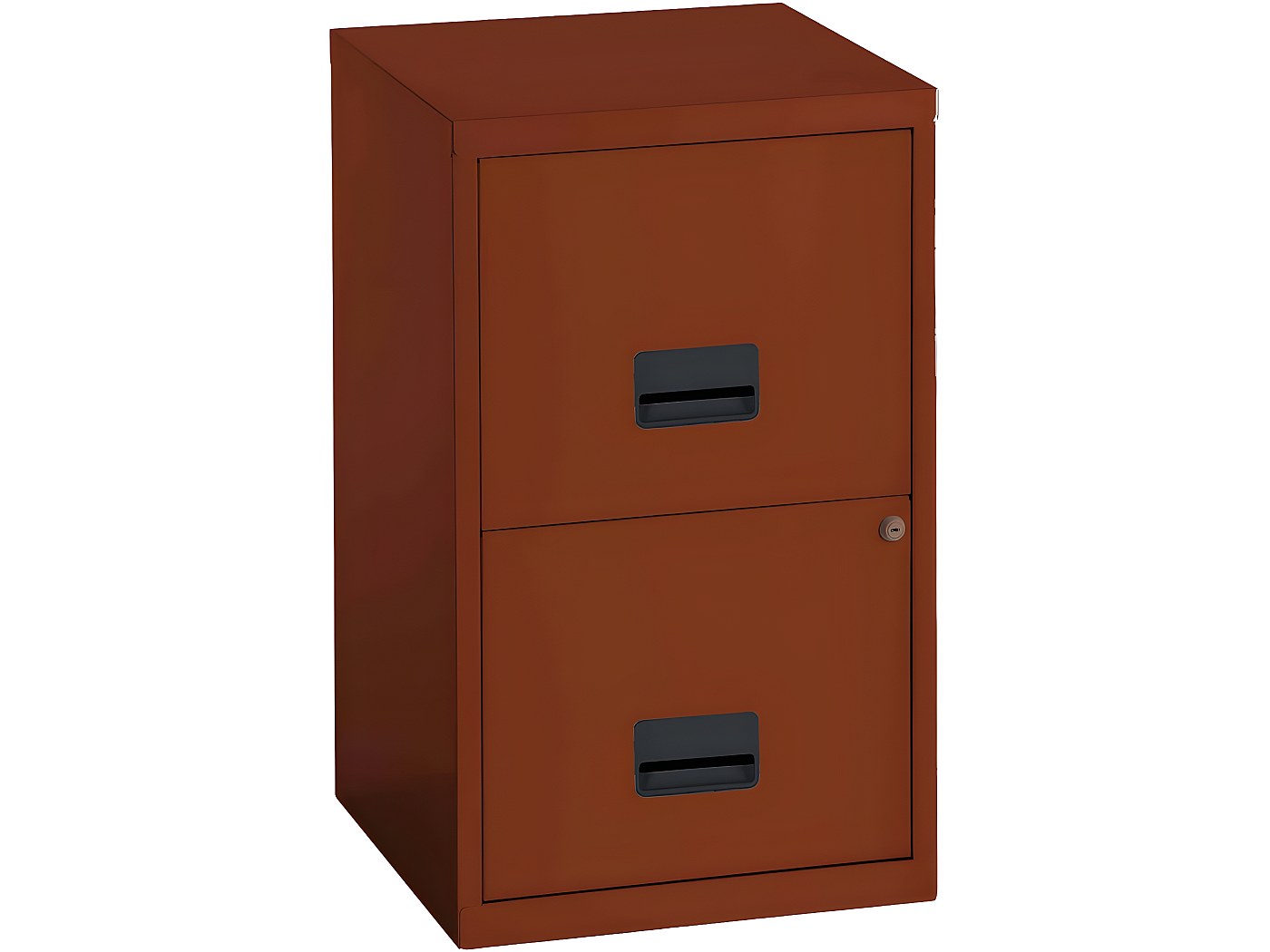 Colonne de rangement basse en acier 2 tiroirs Terracotta