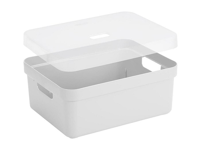 Caja de almacenamiento con tapa transparente Sigma home Box 24L
