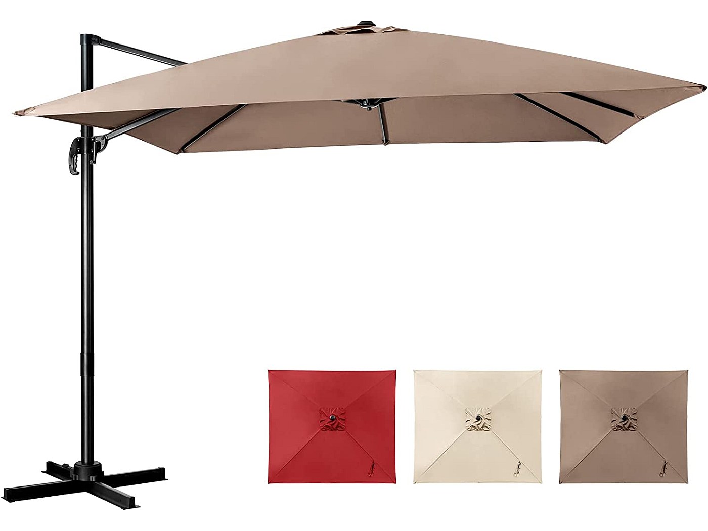 parasol déporté inclinable 3x3m avec base croisée rotatif à 360 ...