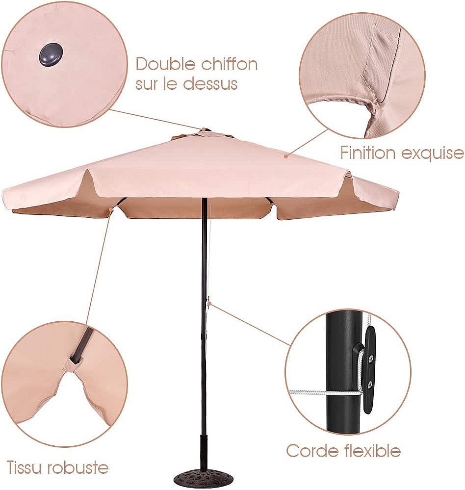 pare-soleil parapluie marché parasol parapluie 300cm crème solaire
