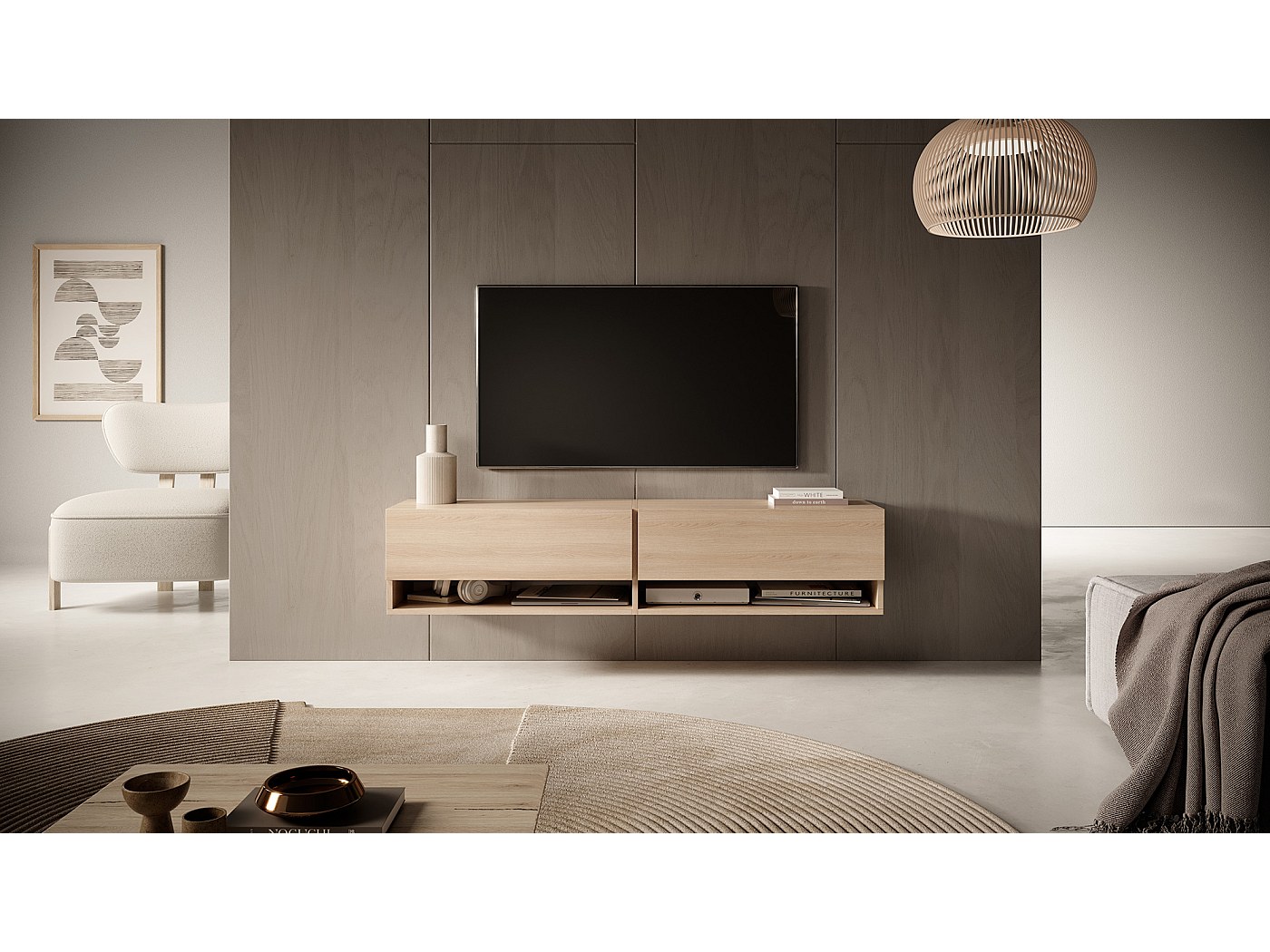 Mobile TV 140 cm rovere Linberg - Mirrgo