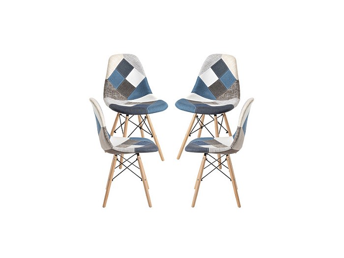 Pack 4 Sillas Tower Patchwork - Patchwork Blue