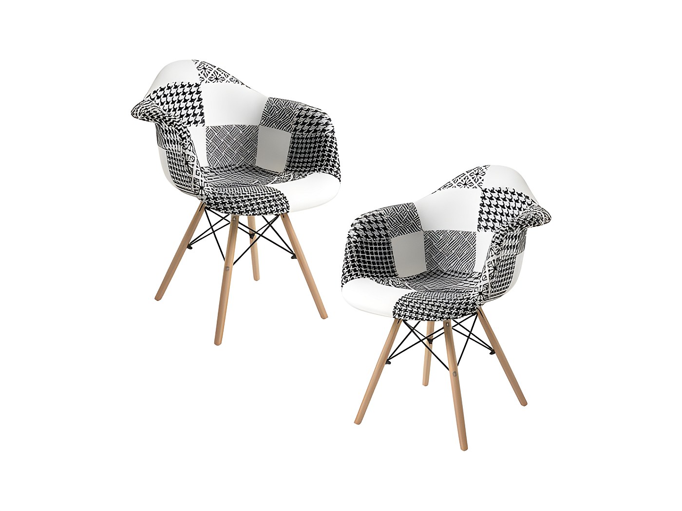 Pack 2 Sillas Dau Patchwork - Blanco y Negro