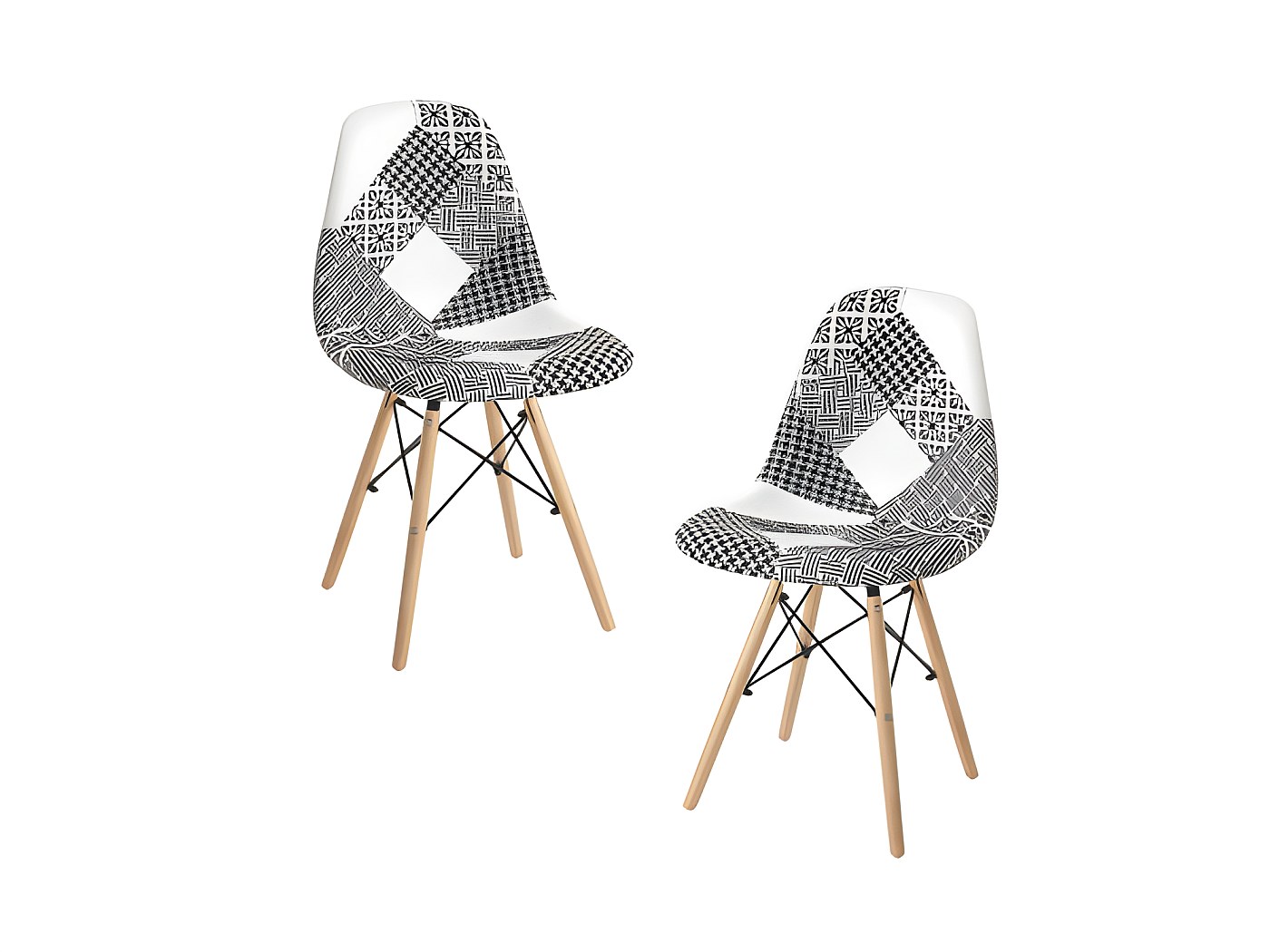 Pack 2 Sillas Tower Patchwork - Patchwork blanco y negro