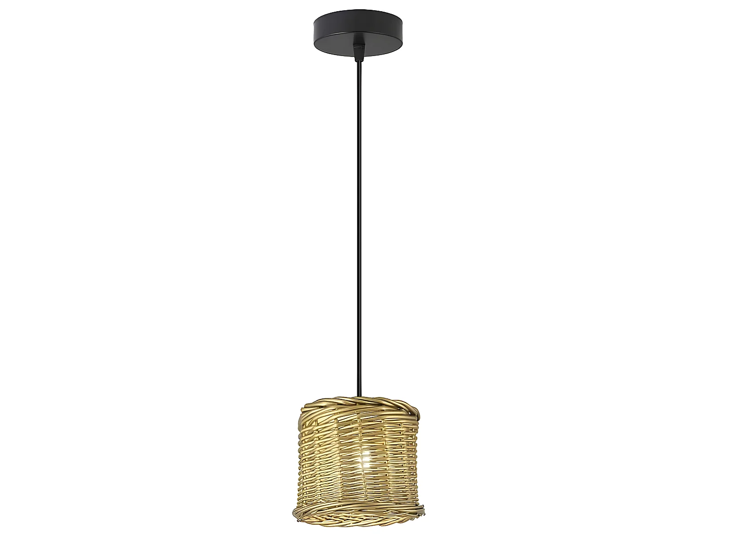Colgante Georgina Con Pantalla Mimbre Dorado
